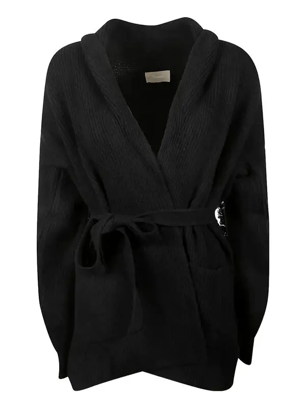 DRUMOHR Hooded Belted Cardigan - Black