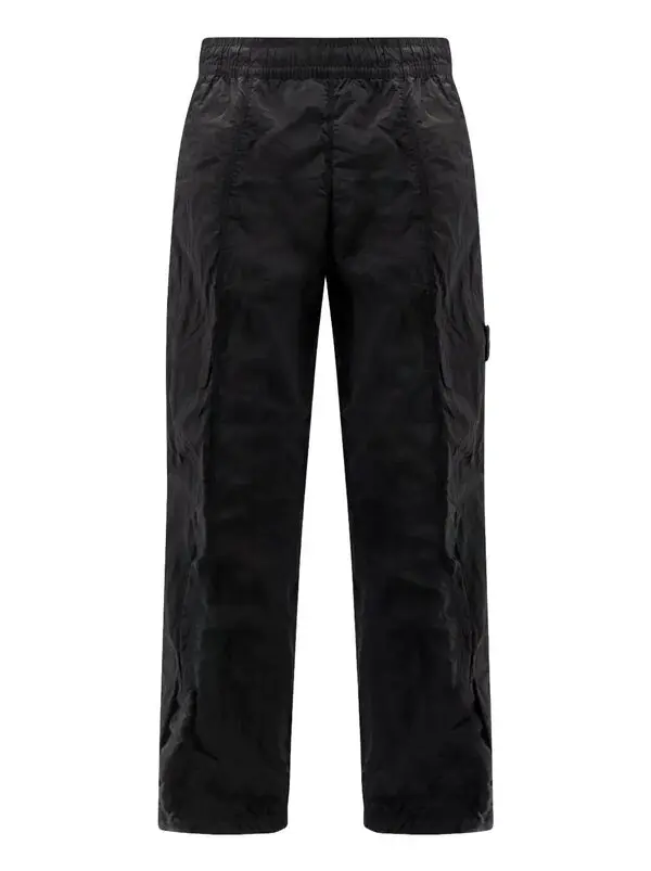 Stone Island Elasticated-waistband Trousers With Logo Patch - Black