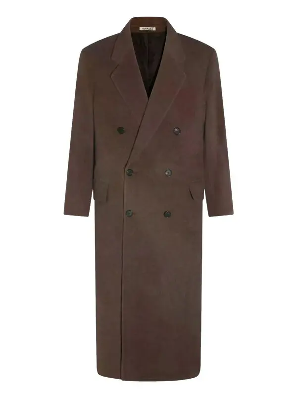 Auralee Virgin Wool Double-breasted Coat - Brown
