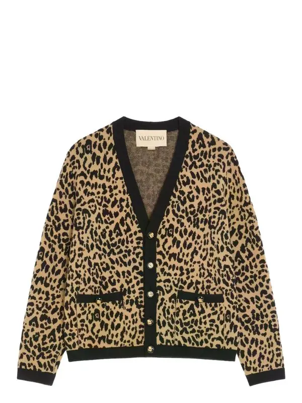 Valentino Garavani Animal-print Jacquard Cardigan - Neutrals