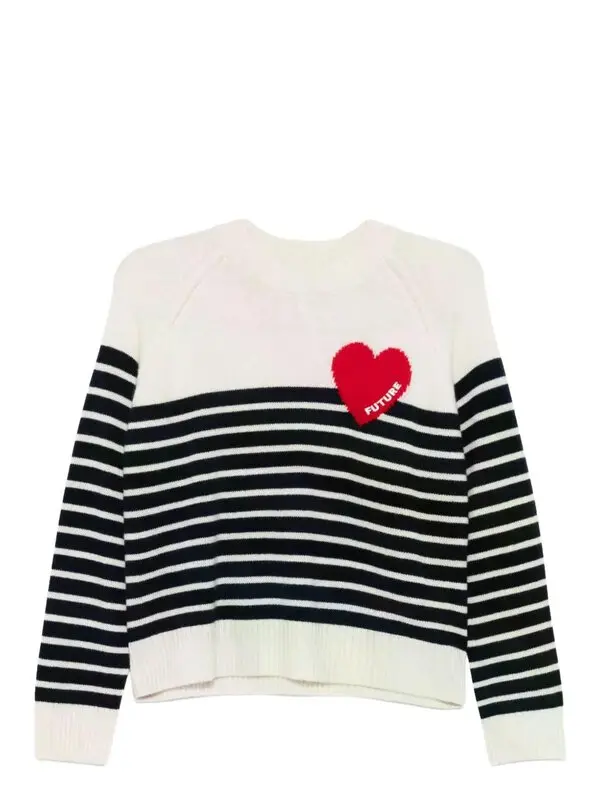 From Future Striped Heart-motif Sweater - White