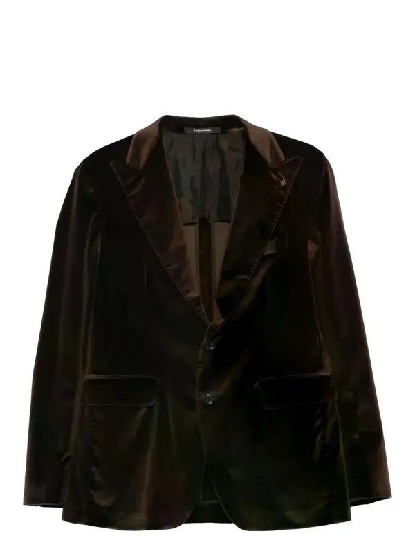 Tagliatore Notched Velvet Jacket - Brown