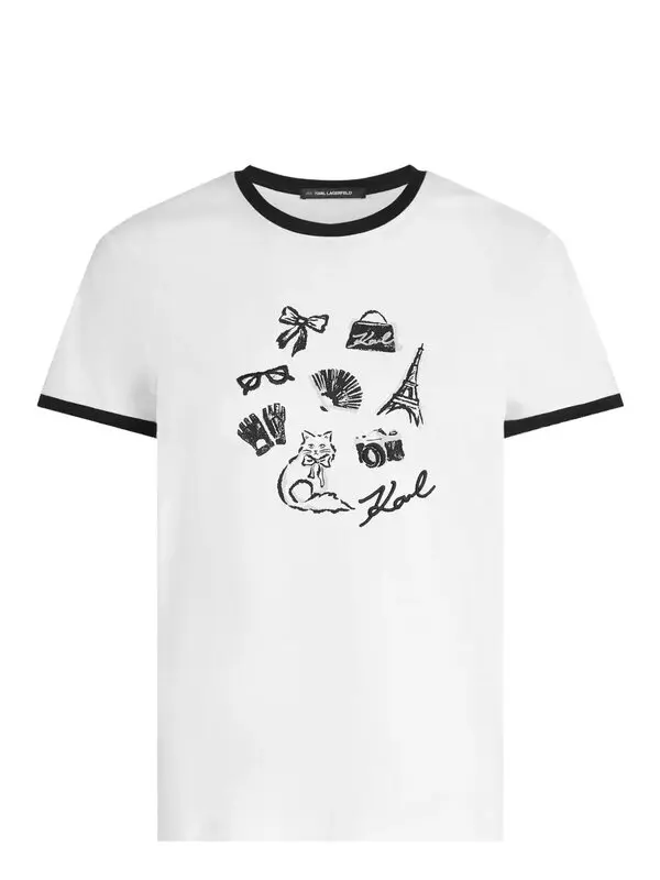 Karl Lagerfeld Graphic-print Charms Ringer T-shirt - White