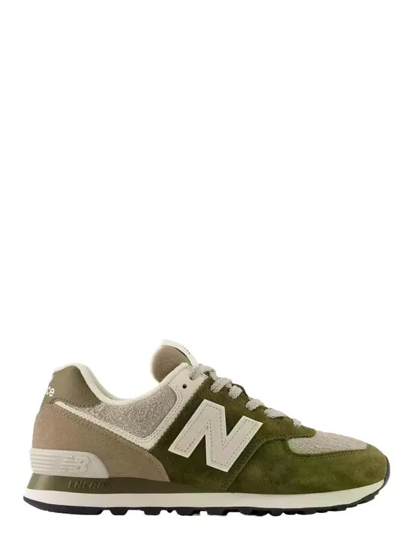 NEW BALANCE 574 Suede Panelled Sneakers - Green