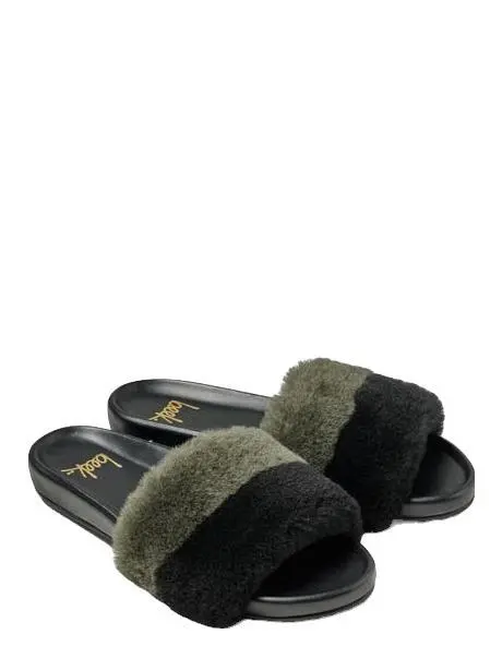 Beek Gallito Genuine Shearling Slide Sandal - Army/black