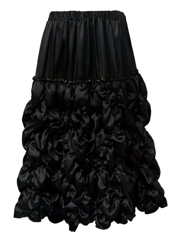 BLACK COMME DES GARÇONS Gathered-motif Satin Skirt - Black