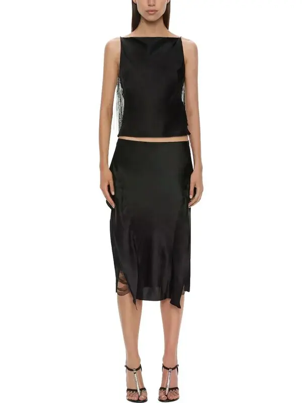 Christopher Esber Lattice Lace Silk Midi Skirt - Black