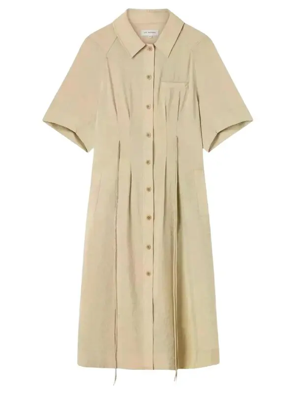 LEE MATHEWS Maggie Shirt Midi Dress - Neutrals