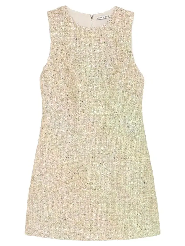 Alice + Olivia Detail-embellished Sleeveless Mini Dress - Neutrals