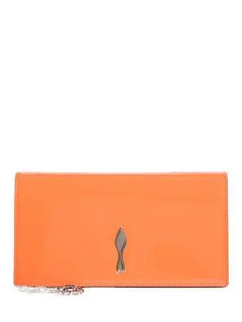 CHRISTIAN LOUBOUTIN Bettina Patent Leather Clutch - Caruzo/silver