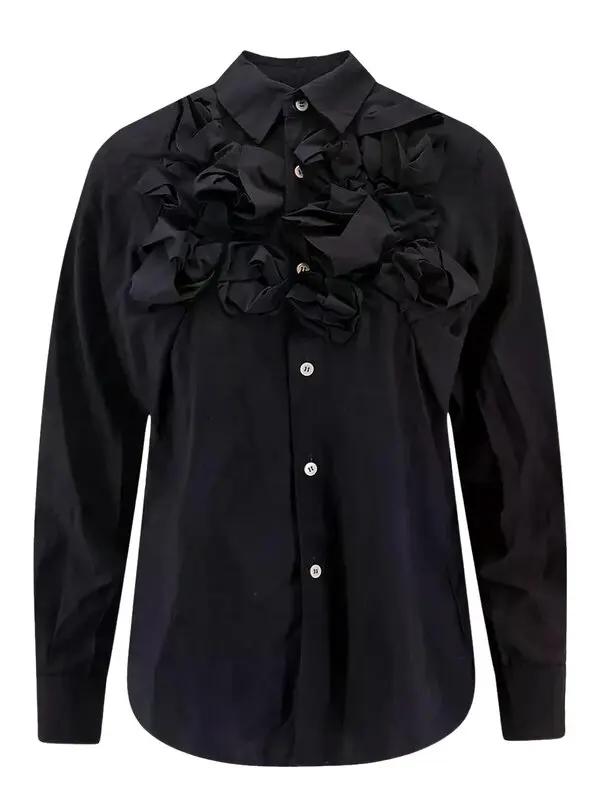 Play Comme Des Garcon Ruffled-detail Long-sleeved Shirt - Black