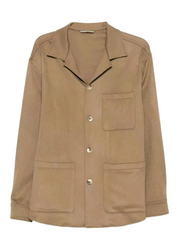 Canali Patch-pocket Buttoned Shirt Jacket - Brown