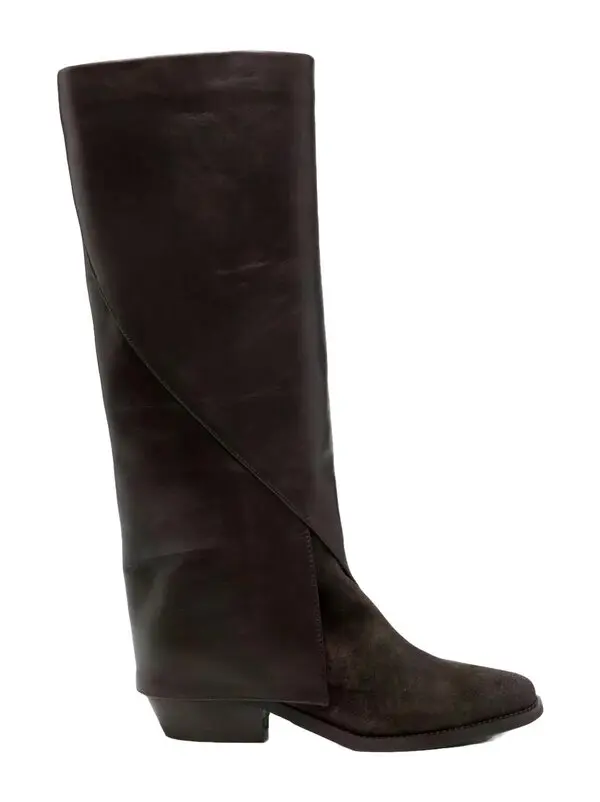 JULIE DEE Knee Panelled Boots - Brown