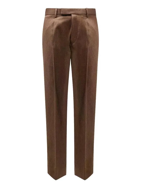 Zegna Pleated Wool Trousers - Brown