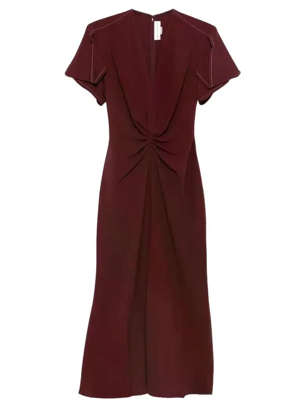 Victoria Beckham Eve Ruffle Midi Dress - Red