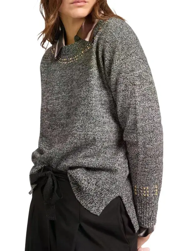 ELENA MIRO` Tack-embellished Sweater - Grey