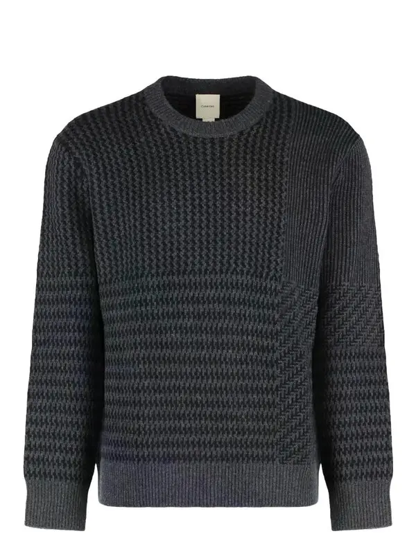 Calvin Klein Crew-neck Ribbed Sweater - Grey
