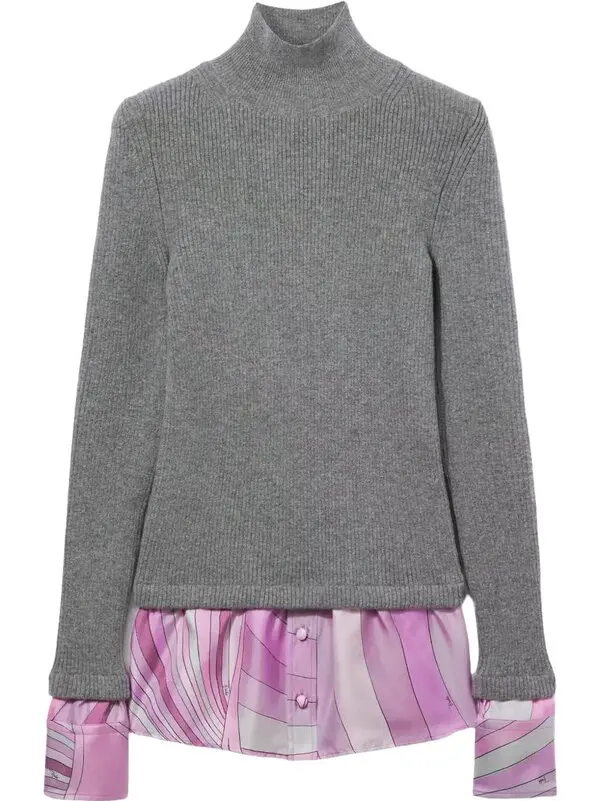 Emilio Pucci Iride-print Roll-neck Sweater - Grey