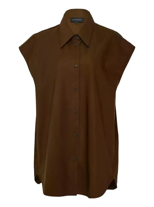 LEE MATHEWS Spencer Sleeveless Shirt - Brown
