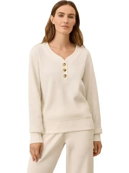 PACT Thermal Waffle Henley Pullover - Pearl