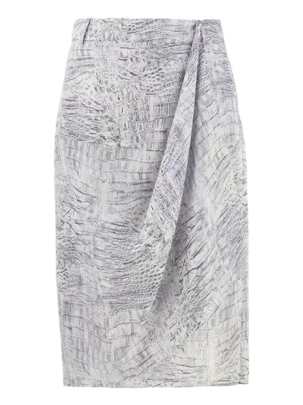 FERRAGAMO Alligator-print Mini Skirt - White
