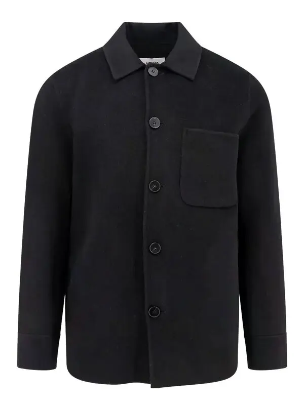 Alpha Studio Buttoned-up Wool Coat - Black