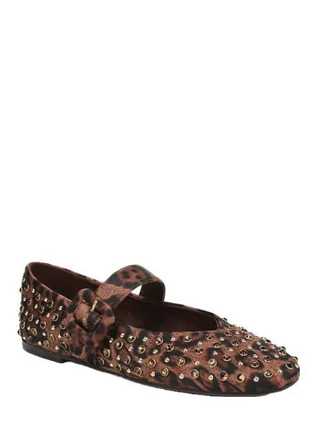CIRCUS NY BY SAM EDELMAN Blaire Studded Mary Jane Flats - Black/cognac Multi