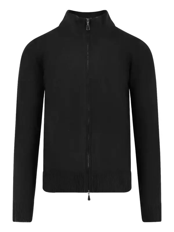 Alpha Studio Zip High-collar Cardigan - Black