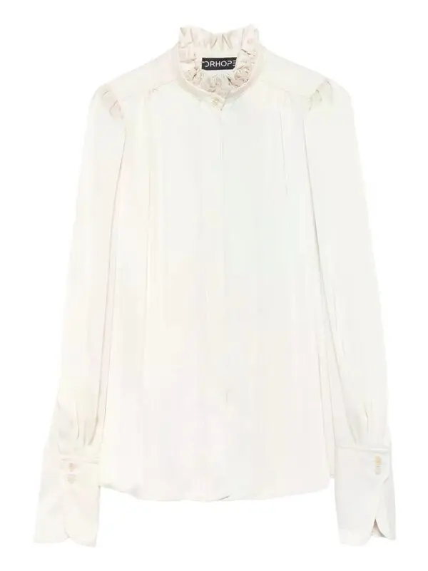DRHOPE Ruffled Long Sleeve Shirt - Neutrals