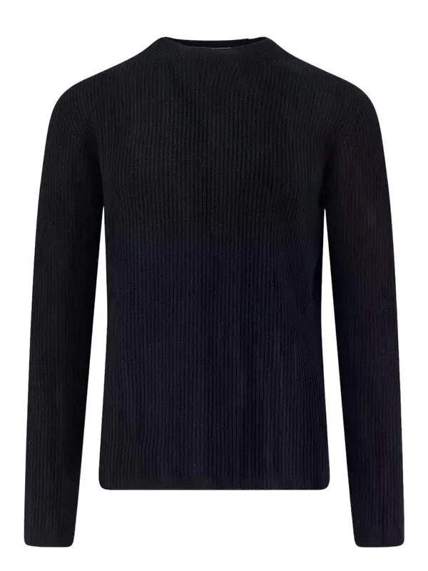 Alpha Studio Ribbed Crew-neck Sweater - Black