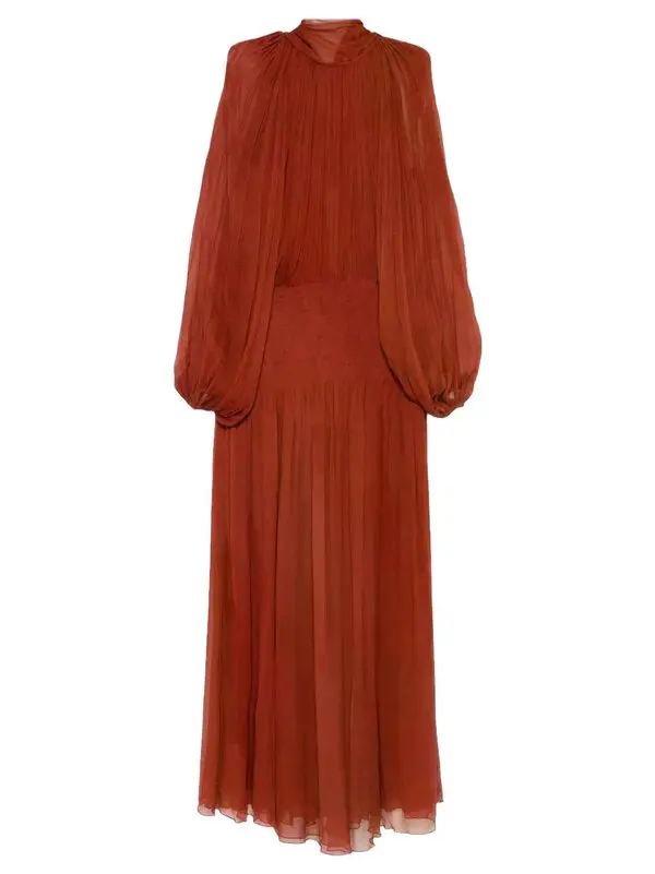 ATU BODY COUTURE High-neck Smocked Maxi Dress - Orange