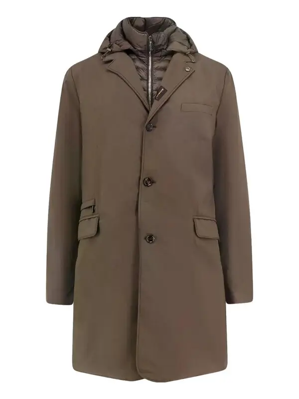 MOORER Hooded Coat - Brown