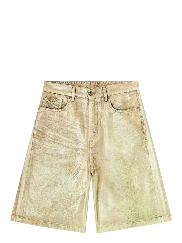 DIESEL X Karol G De-sire Metallic-effect Denim Shorts - Gold