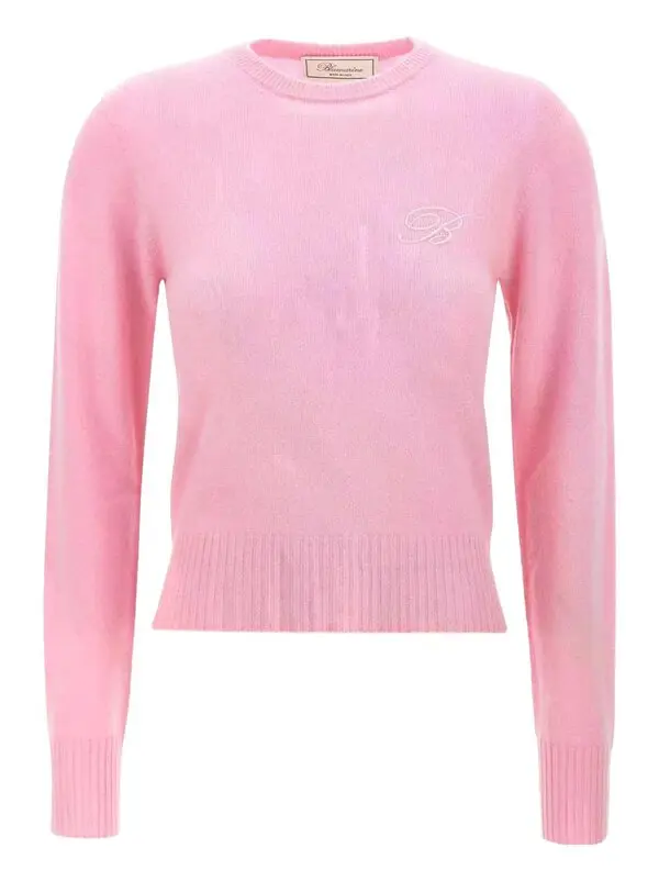 Blumarine Embroidered Ribbed Cashmere Sweater - Pink