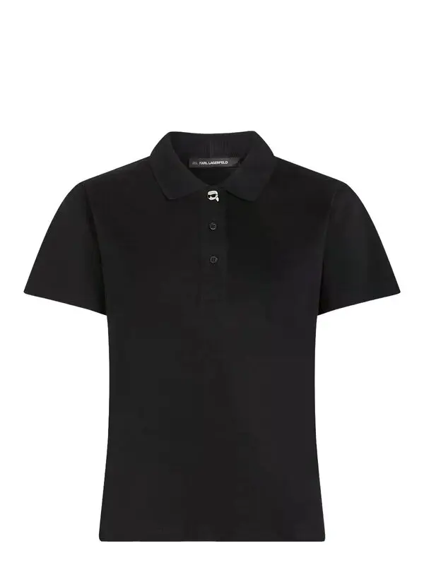 Karl Lagerfeld Ikon Button Polo Shirt - Black
