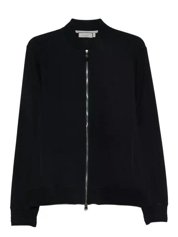 Canali Zip Cotton Jacket - Black