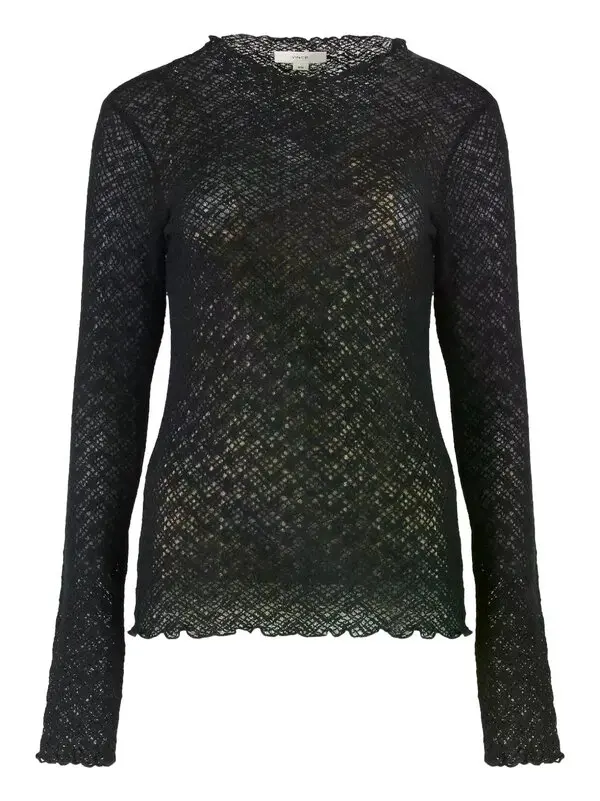Vince Long-sleeved Diamond Lace Top - Black