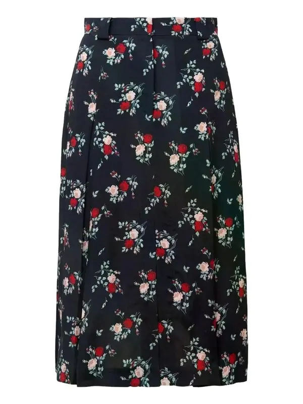 N°21 Floral-print Pleated Skirt - Black