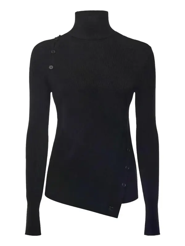 COURREGES Button-embellished Turtleneck Sweater - Black