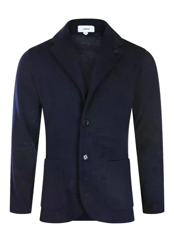 LARDINI Two-button Patch-pocket Wool Blazer - Blue