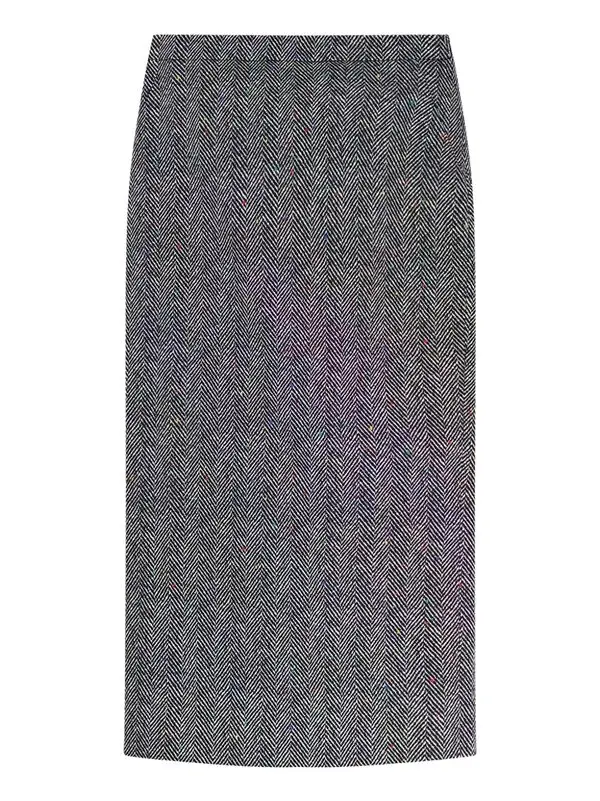 Givenchy Herringbone-pattern Midi Pencil Skirt - Black
