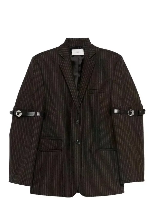 Coperni Belted-sleeve Pinstriped Blazer - Brown