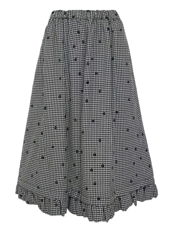 Comme Des Garçons Polka-dot Ruffled Midi Skirt - White