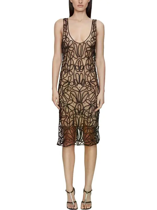 Christopher Esber Meander Lace Midi Dress - Brown