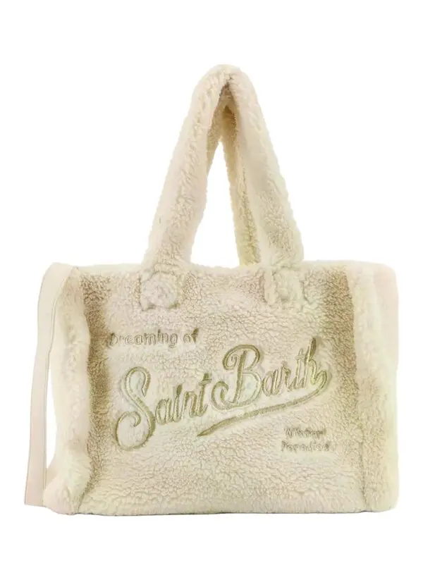 MC2 SAINT BARTH Colette Teddy-texture Logo-embroidered Shoulder Bag - Neutrals