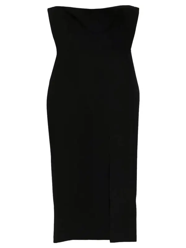 Alex Perry Strapless Slit Midi Dress - Black