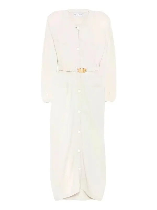 ROWEN ROSE Button Belted Cardigan-coat - White