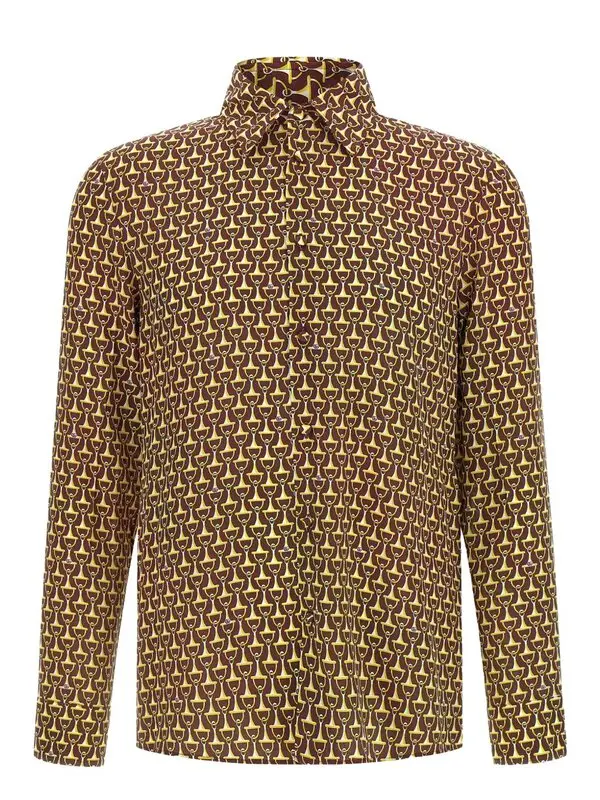 Gucci Horsebit Print Silk Shirt - Red