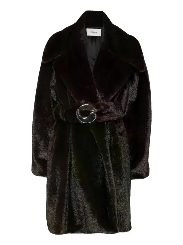 Coperni Belted Faux Fur Coat - Brown