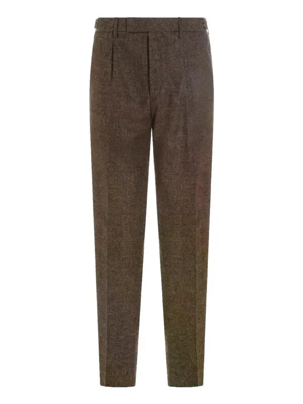 GTA PANTALONE Herringbone-pattern Trousers - Brown